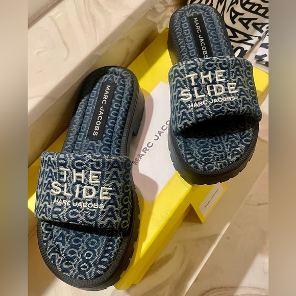 Marc Jacobs | Shoes | Marc Jacobs The Denim Monogram Sole Slide | Poshmark